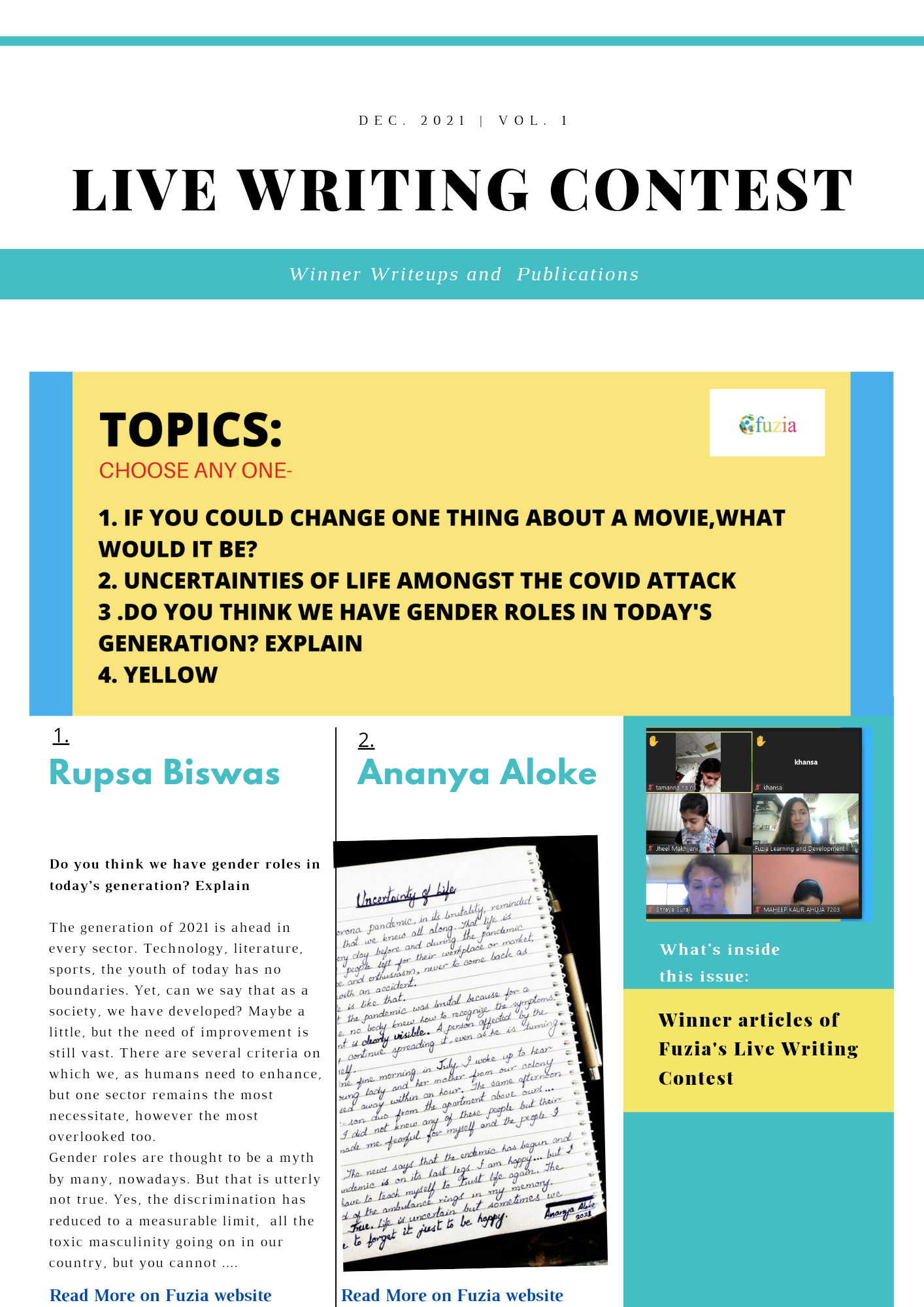 Fuzia’s Live Writing Competition – Post event coverage – Story of Souls